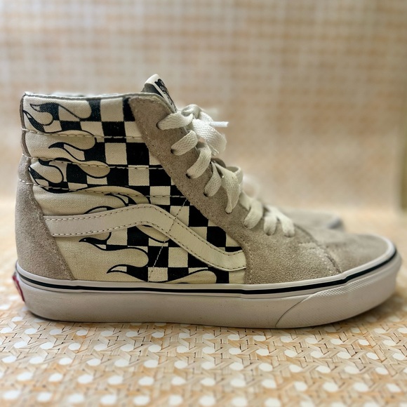 Vans | Shoes | Vans Sk8hi Checkered Flame High Top Sneaker Sz Men 6 ...